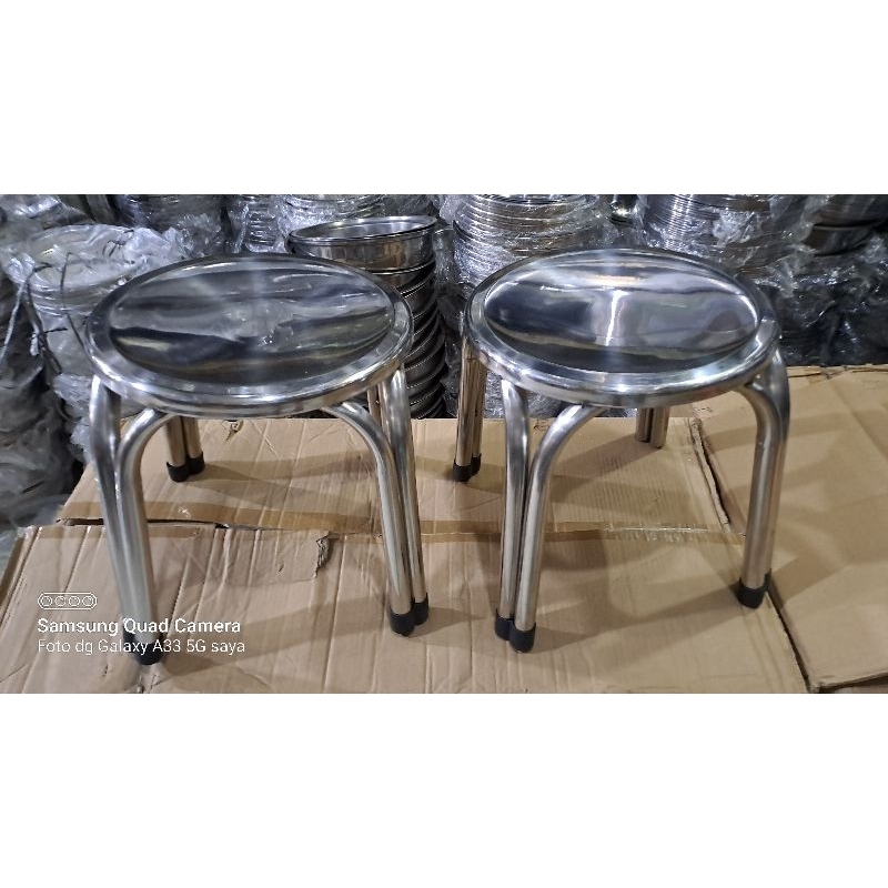 Jual KURSI BAKSO, KURSI STAINLESS STEEL BULAT TINGGI 47 CM SUPER KOKOH ...