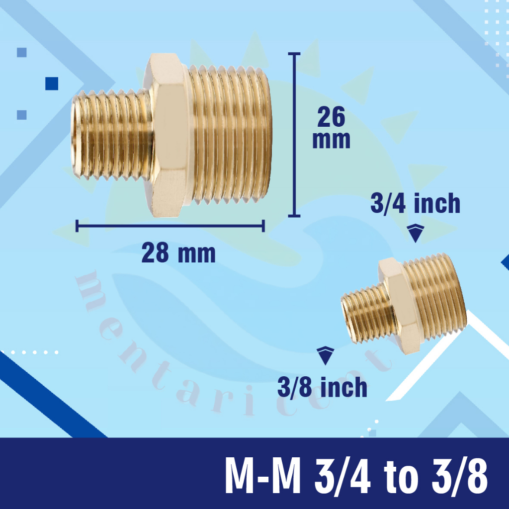 Jual Double Nepel Kuningan Drat kombinasi 1/2" 1/8" 1/4 3/8 3/4 MALE TO MALE | Shopee Indonesia