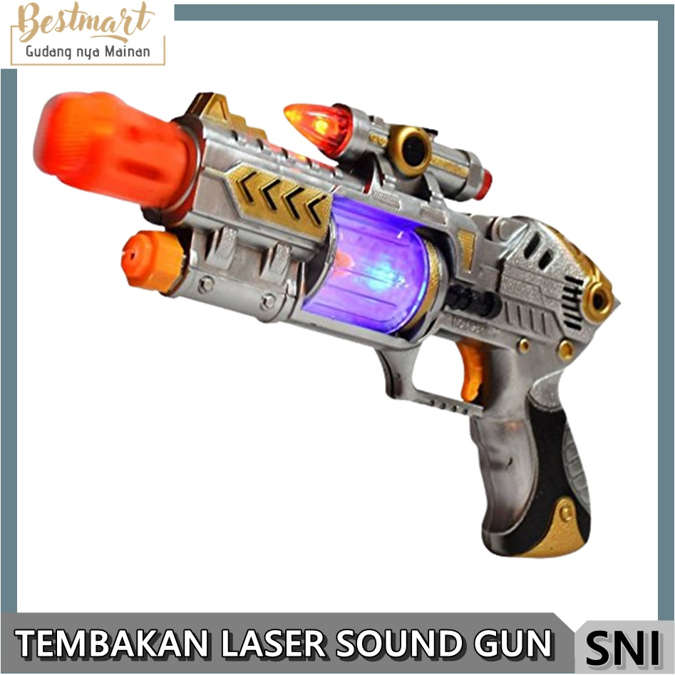 Jual MAINAN ANAK PISTOL TEMBAKAN LASER SOUND GUN BATERAI BERLAMPU DAN ...