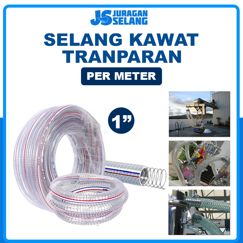 Jual JURAGAN Selang Kawat 1 Inch Permeter Tebal PVC Spring Hose Selang ...