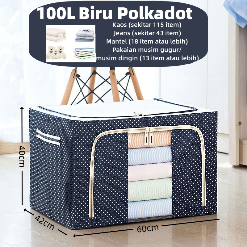 Jual 66L 100L 150L oxford kotak penyimpanan Lipat storage box pakaian ...