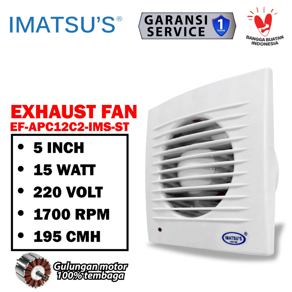 Jual Exhaust Fan Imatsu APC12C2 IMS STC Without LED 5 Inch Toilet Dapur ...