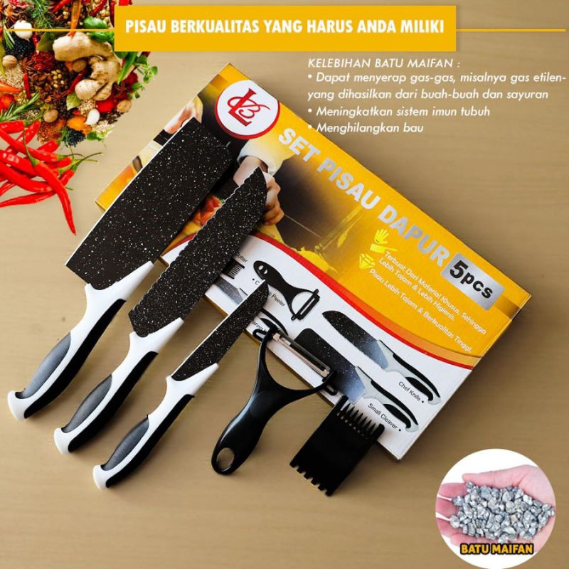 Jual Pisau set 5in1 / Pisau 5pcs / Pisau Stainless / Pisau Anti Karat ...
