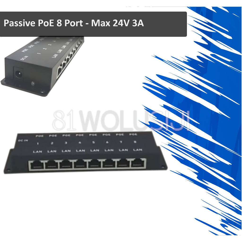 Jual Passive PoE injector 8 Port / 8 Port PoE Injektor | Shopee Indonesia