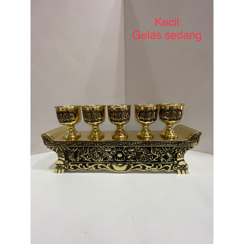 Jual gelas sembahyang isi 5pcs Kuningan set kecil gelas sedang | Shopee ...