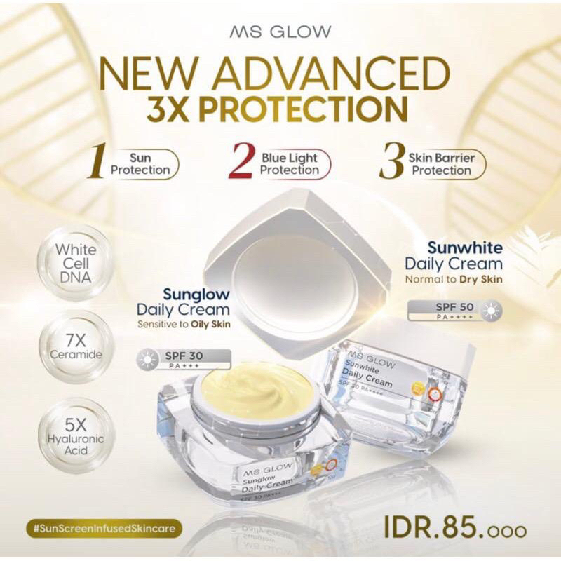 Jual MS GLOW DNA SUN GLOW/SUN WHITE DAILY CREAM SPF 30 | Shopee Indonesia