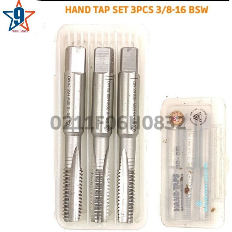 Jual Hand tap 3pcs 3/8x16 BSW tap inchi HSS bohler bukan yamawa OSG | Shopee Indonesia