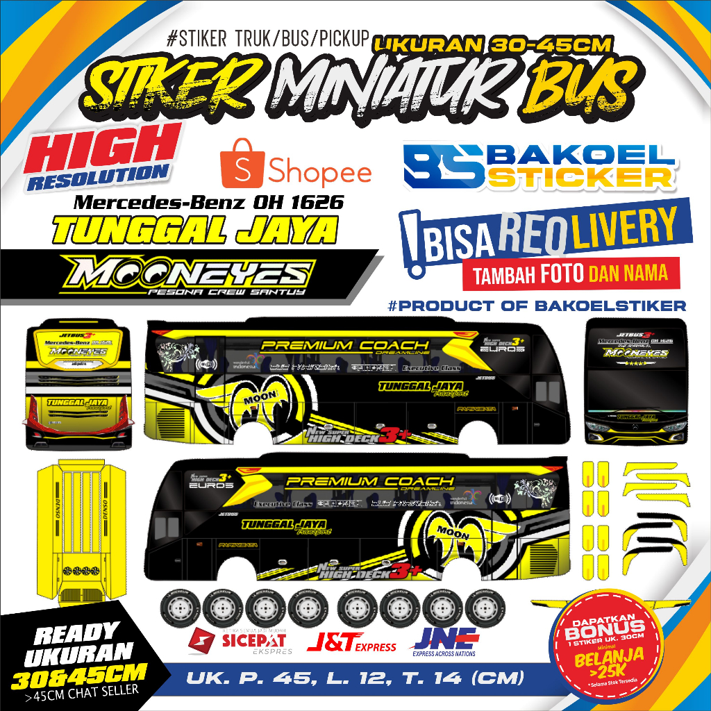 Jual [ NEW ] STIKER MINIATUR BUS PO. TUNGGAL JAYA UK. 30-45cm #1 ...