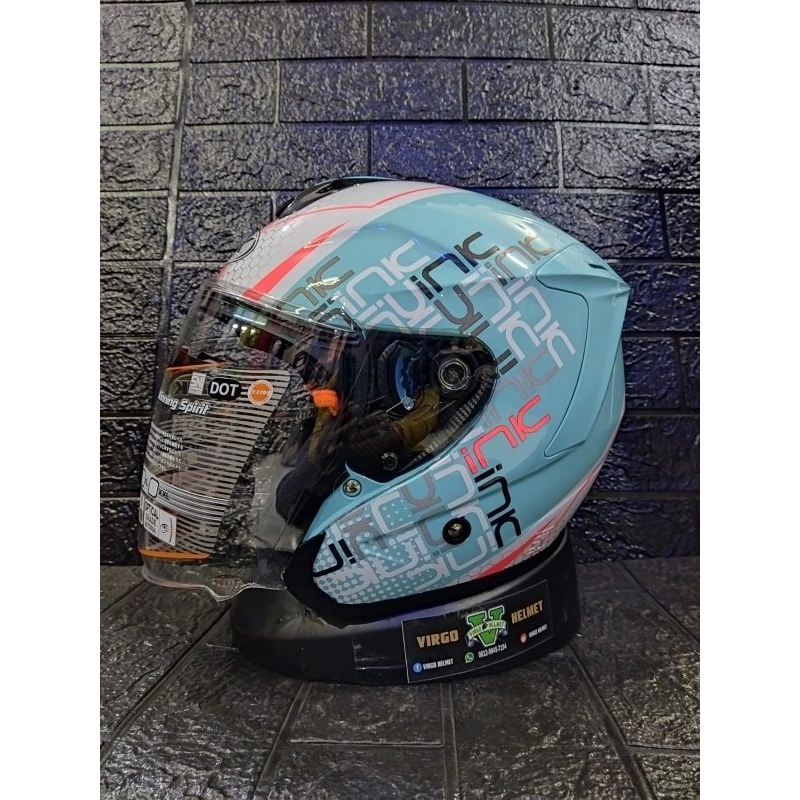 Jual HELM INK DYNAMIC MOTIF #4 AQUA BLUE/BLACK ORANGE | Shopee Indonesia