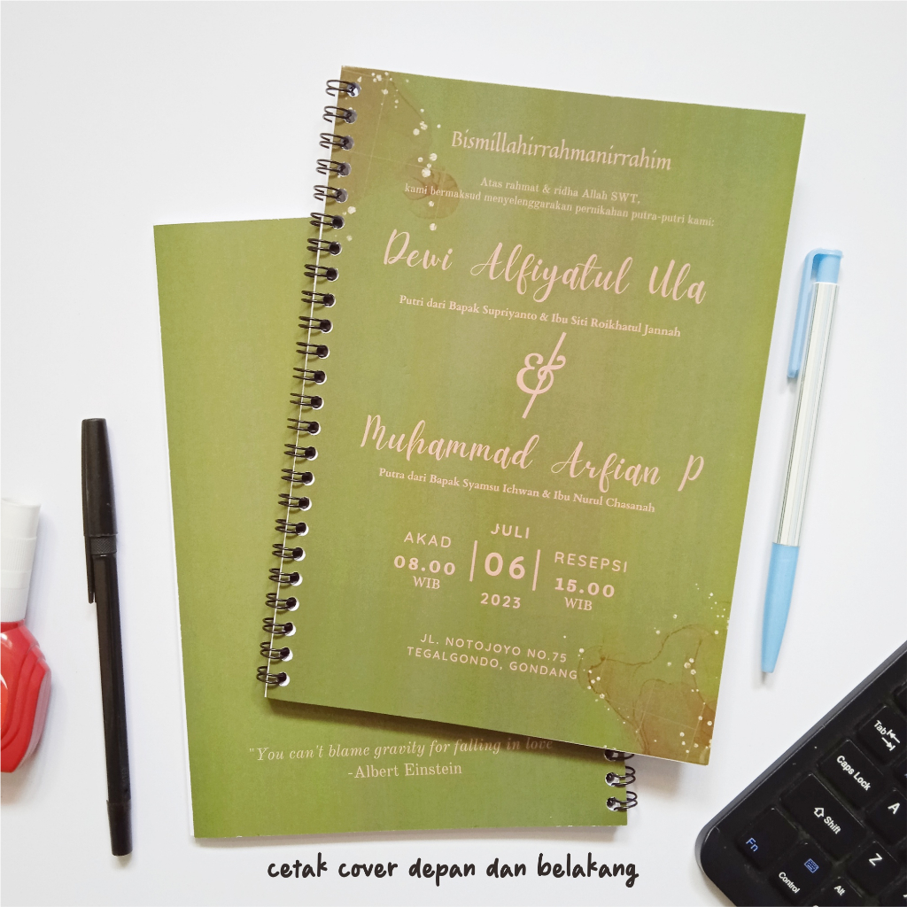 Jual NOTEBOOK A5 CUSTOM PERNIKAHAN WEDDING SEMINAR SEKOLAH FREE DESAIN ...