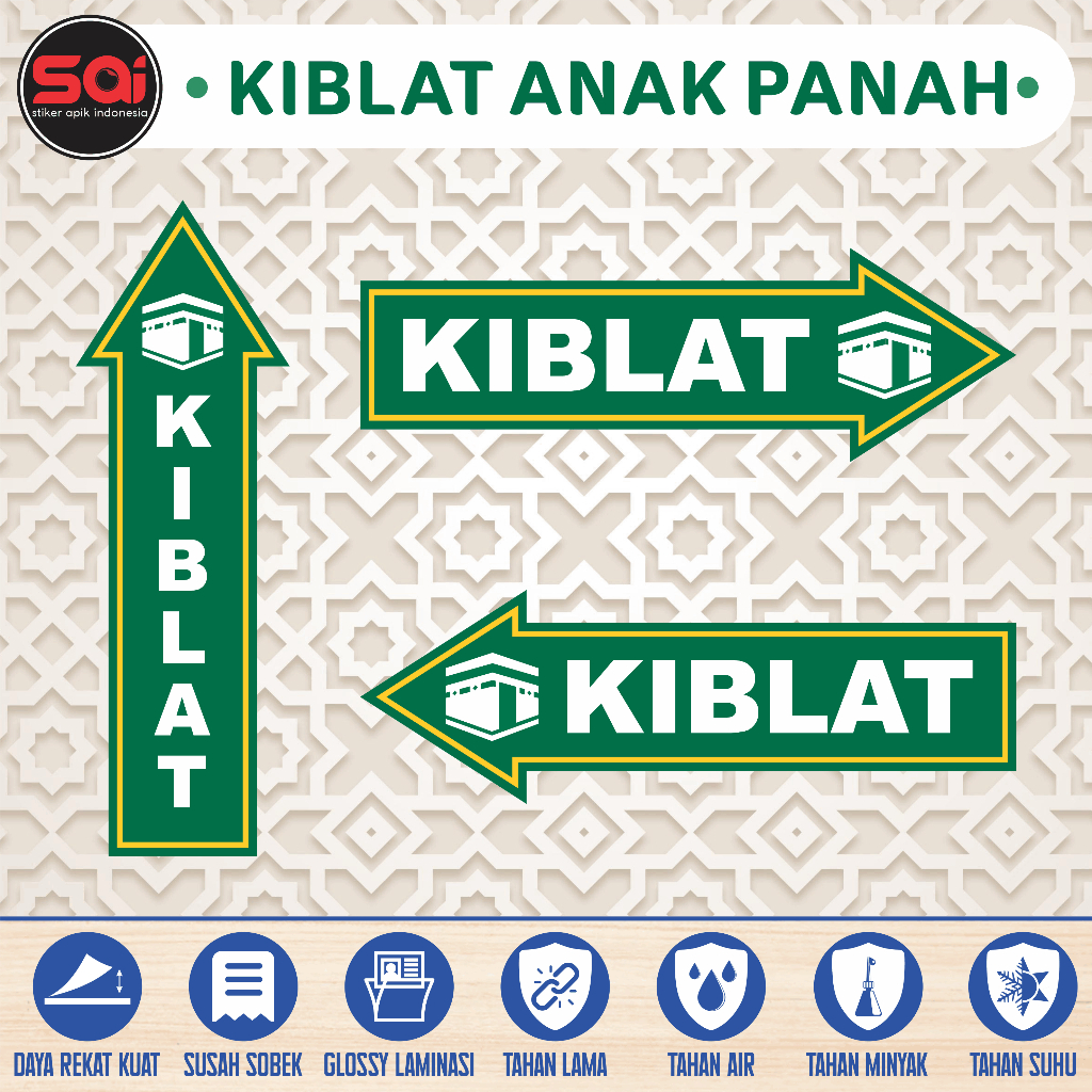 Jual STIKER VINYL PETUNJUK ARAH KIBLAT ANAK PANAH LAMINASI GLOSSY ...