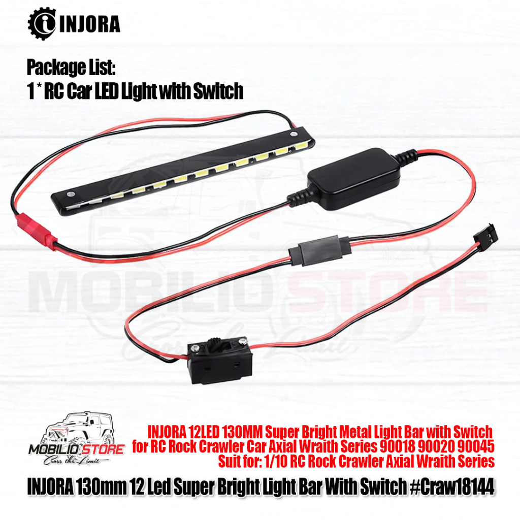 Jual Injora 130mm 12 LED Super Bright Light Bar with Switch for RC ...
