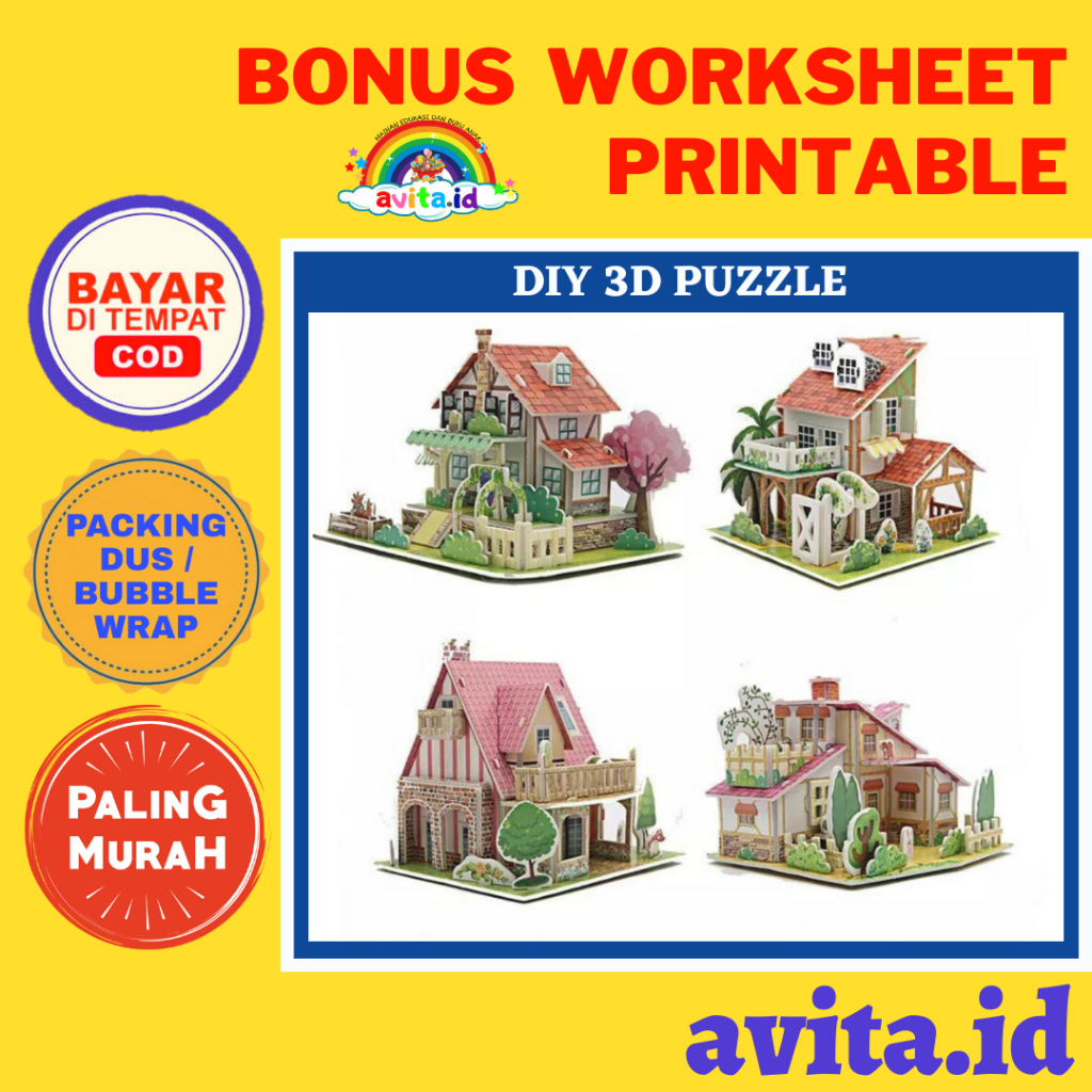 Jual avita.id Mainan DIY 3D Puzzle / Puzzle 3D Paper HOUSE Mainan ...