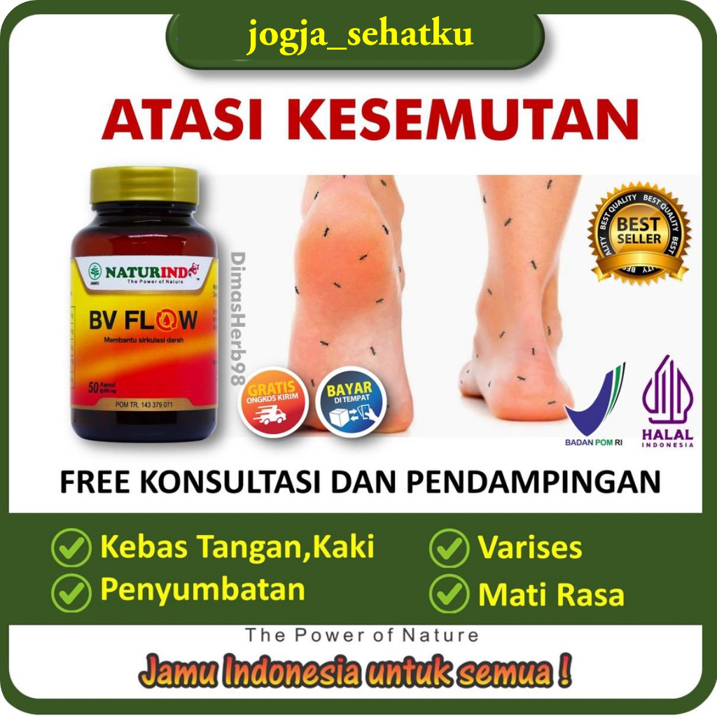 Jual Obat Kesemutan Kebas Kram Varises Pelancar Peredaran Darah BV Flow ...