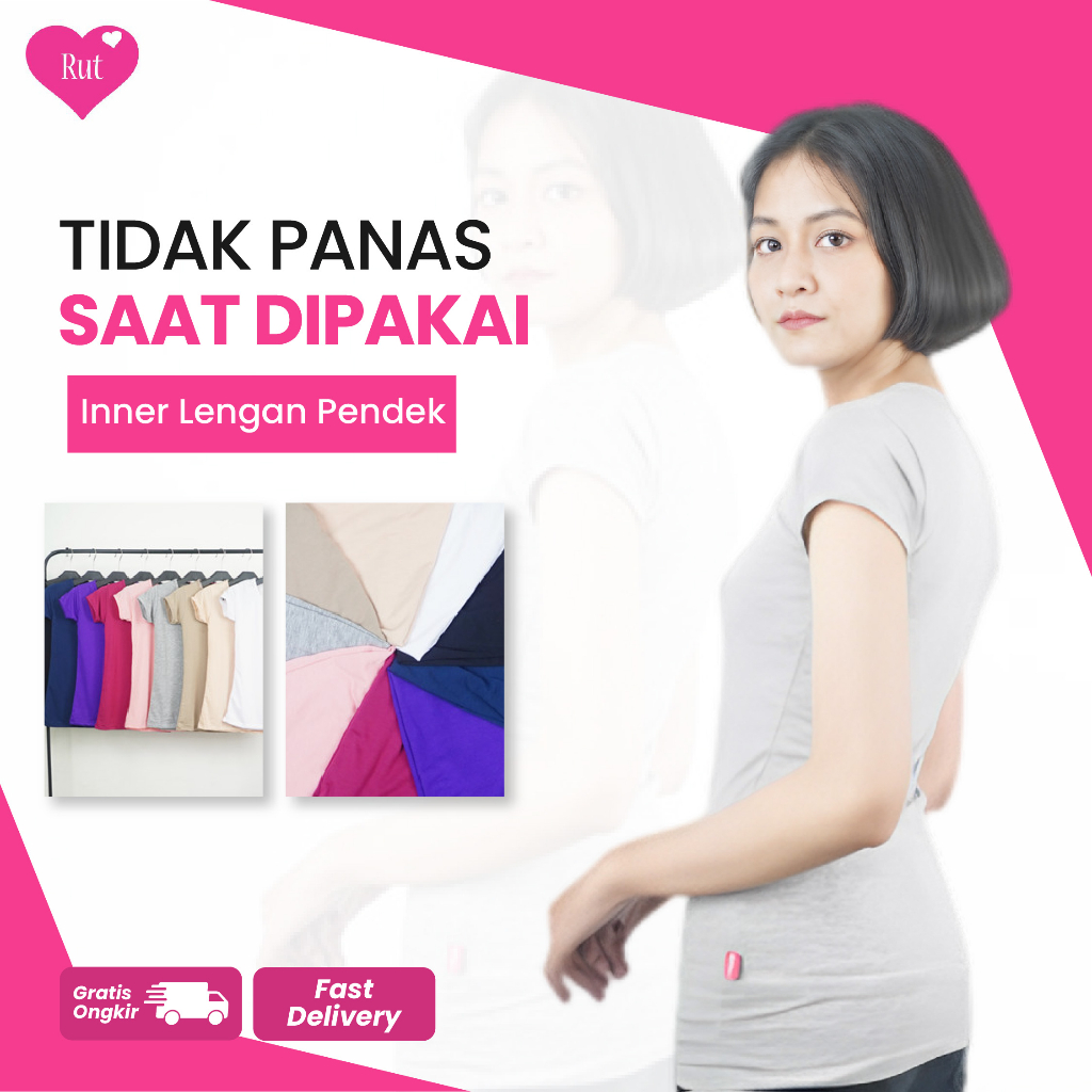 Jual Kaos Inner Manset Oblong Dalaman Wanita Lengan Pendek Polos Simple ...