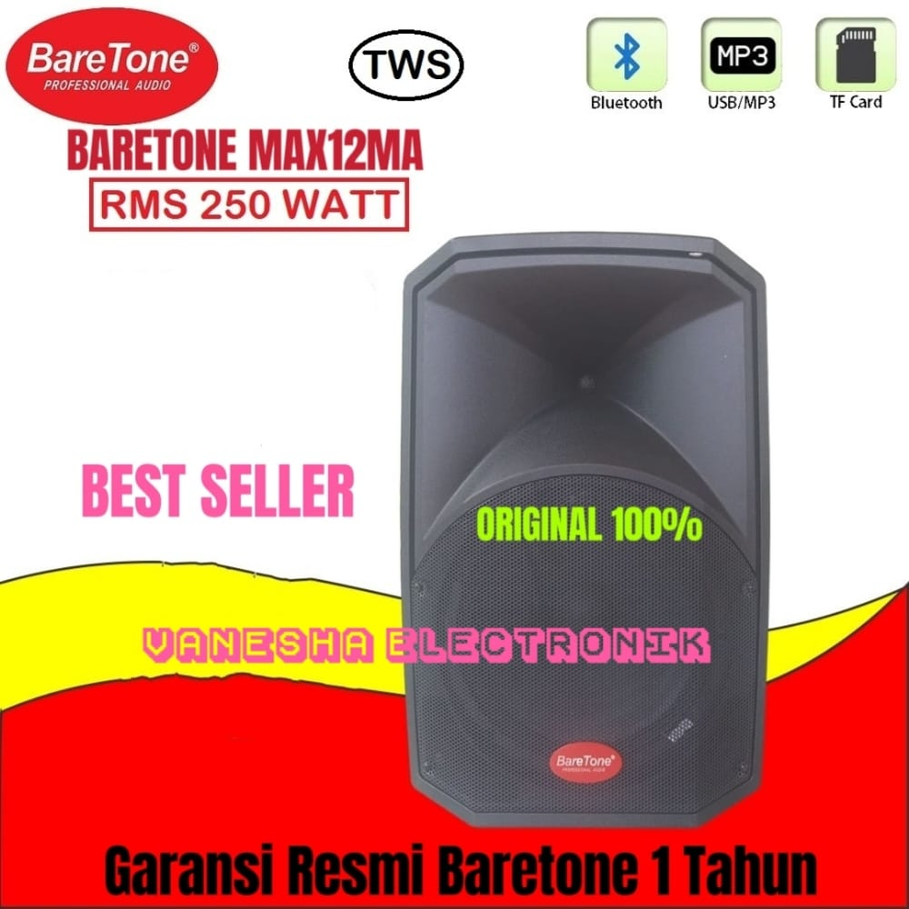 Jual SPEAKER AKTIF BARETONE 12 INCH BARETONE MAX12MA ORIGINAL 250WATT ...