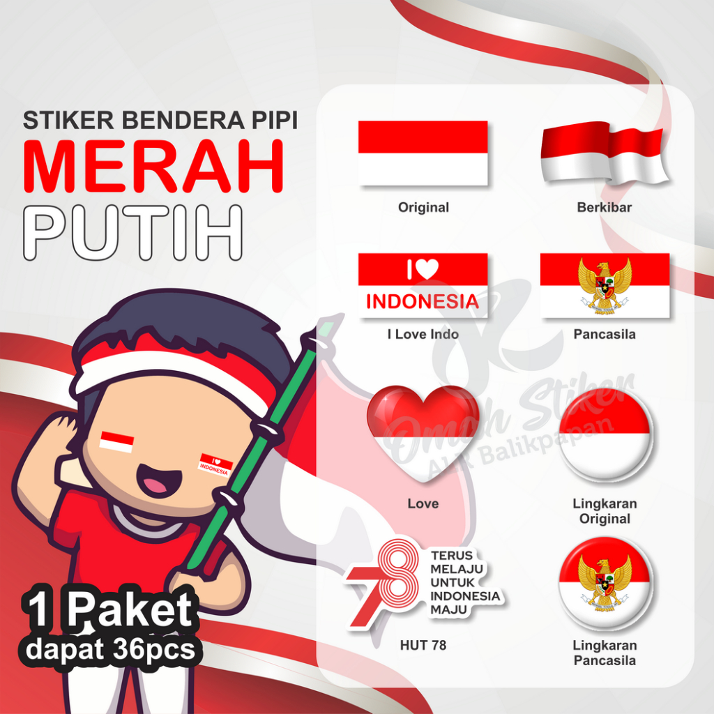 Jual Sticker Pipi Dirgahayu NKRI / Bendera Merah Putih / Stiker ...