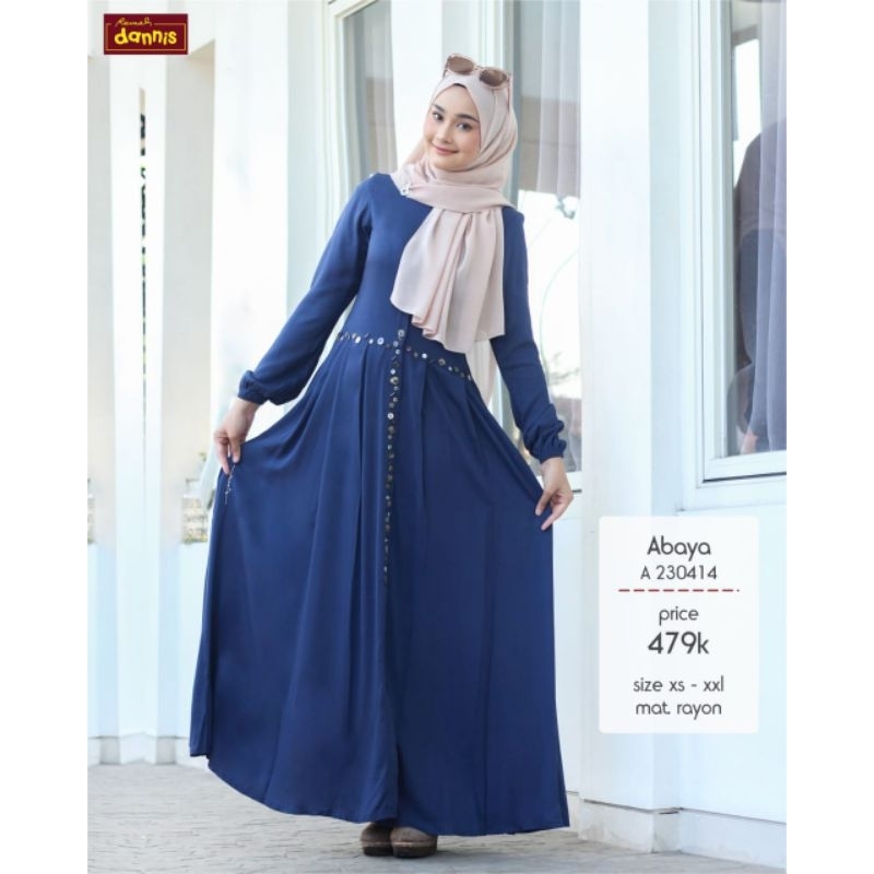 Jual Abaya Dannis Terbaru A230414 Katun Rayon Gamis Bordir Dress Wanita ...