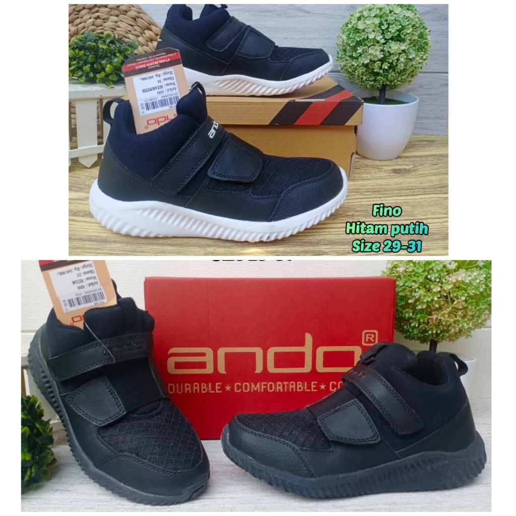 Jual SEPATU ANDO FINO SIZE 29-35 - SEPATU SEKOLAH VELCRO ANAK TK MURAH ...