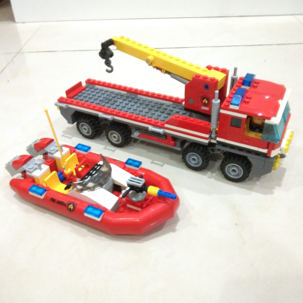 Jual Lego Firefighter Offroad Fire Truck and Boat ori original asli ...