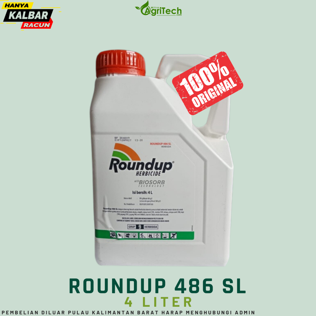 Jual ROUNDUP 486 SL ISI 4 LITER HERBISIDA PEMBASMI RUMPUT RACUN RUMPUT ...