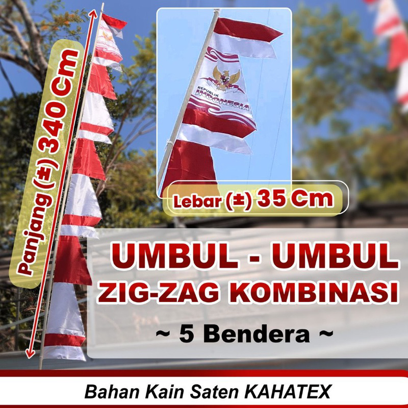 Jual Bendera Umbul-Umbul Zig Zag Kombinasi Lambang Garuda (Variasi 5 Bendera ) panjang (±) 340cm ...