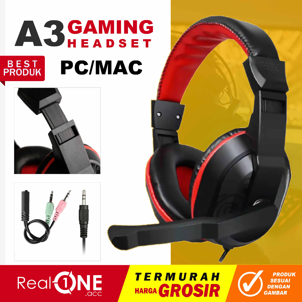 Jual Headphone Gaming + Microphone Headset bando A3 Misde PC MAC ...