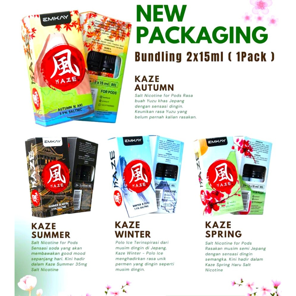 Jual Liquid Emkay Kaze Pack Salt Nic 35MG ( 2 x 15ML ) | Shopee Indonesia