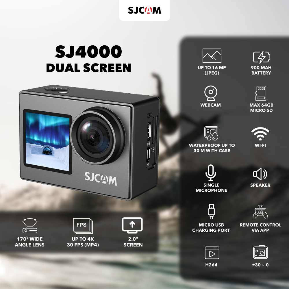 Jual SJCAM SJ4000 Dual Screen Layar Ganda WIFI Motor Helm Sepeda Tahan ...