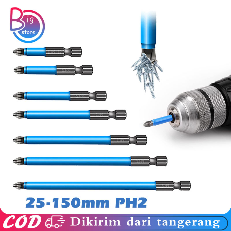 Jual 7pcs/Set Mata Obeng Magnet Ph2 25-125mm Mata Obeng Set Hex Shank ...