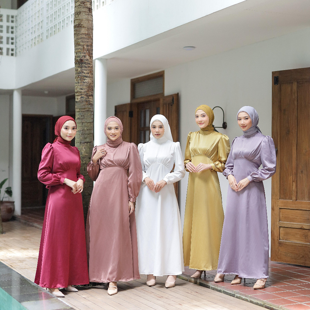 Jual Nadiraa Hijab Fazila Dress/Dress Satin XS-XXL | Shopee Indonesia