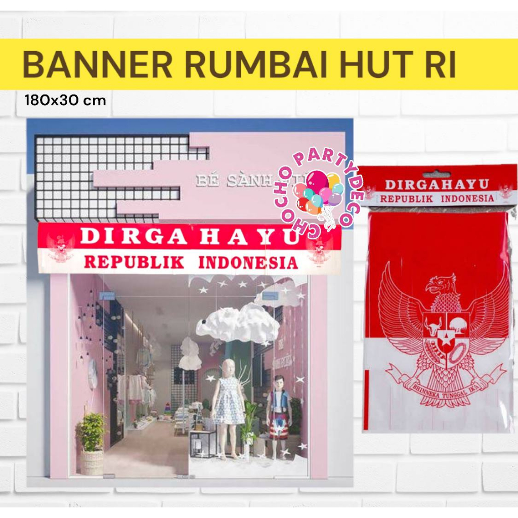 Jual Banner DIRGAHAYU RI Rumbai / Bunting Flag Merah Putih 17 Agustus ...