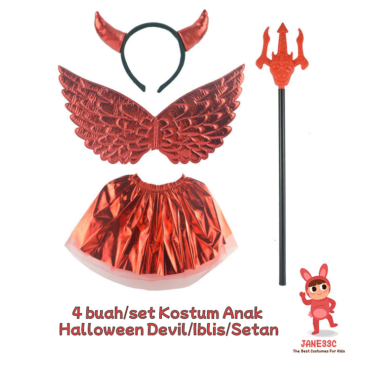 Jual 4 buah/set Kostum Anak Halloween Devil/Iblis/Setan (Rok + Sayap ...