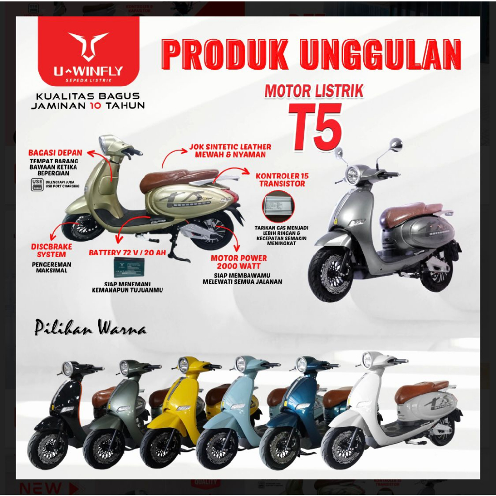 Jual Motor Listrik Uwinfly T5 72V/20AH | Shopee Indonesia
