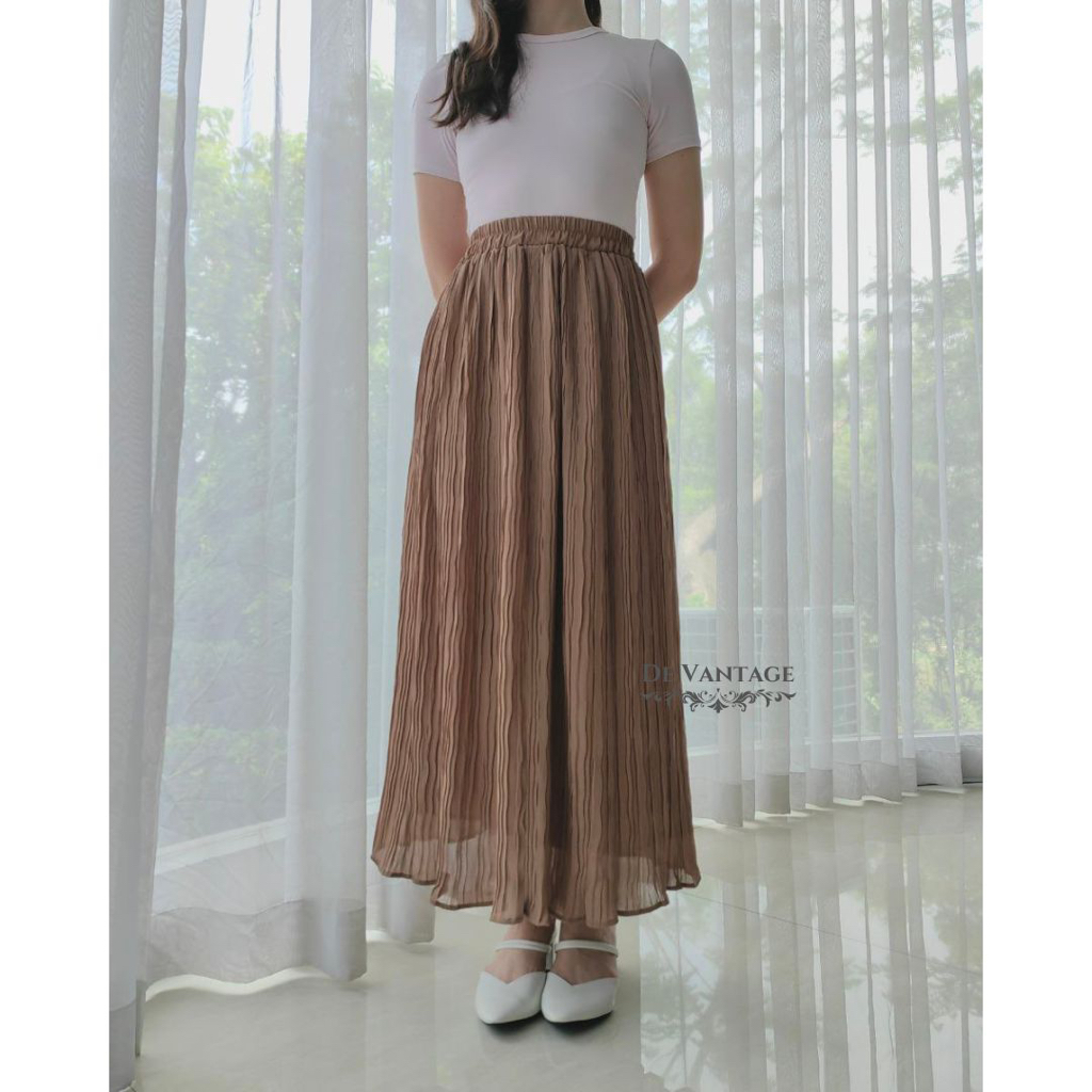 Jual Rok Plisket Panjang / Rok Maxi Polos / Plain Pleated Skirt | Shopee Indonesia