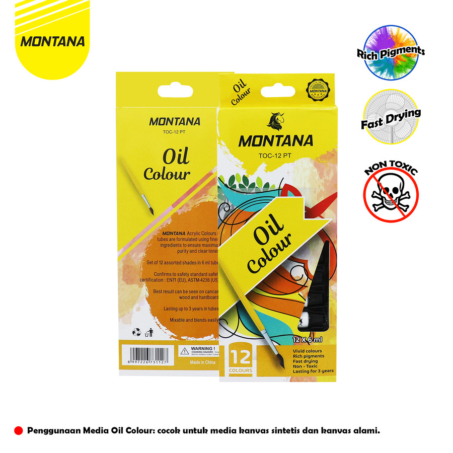 Jual Oil Colour / Cat Minyak Montana TOC-12 PT / 12 Warna / 6 ml ...