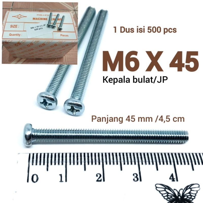 Jual 1 Dus Baut M6 ukuran M6x10 sampai M6x100 kepala bulat/JP | Shopee Indonesia