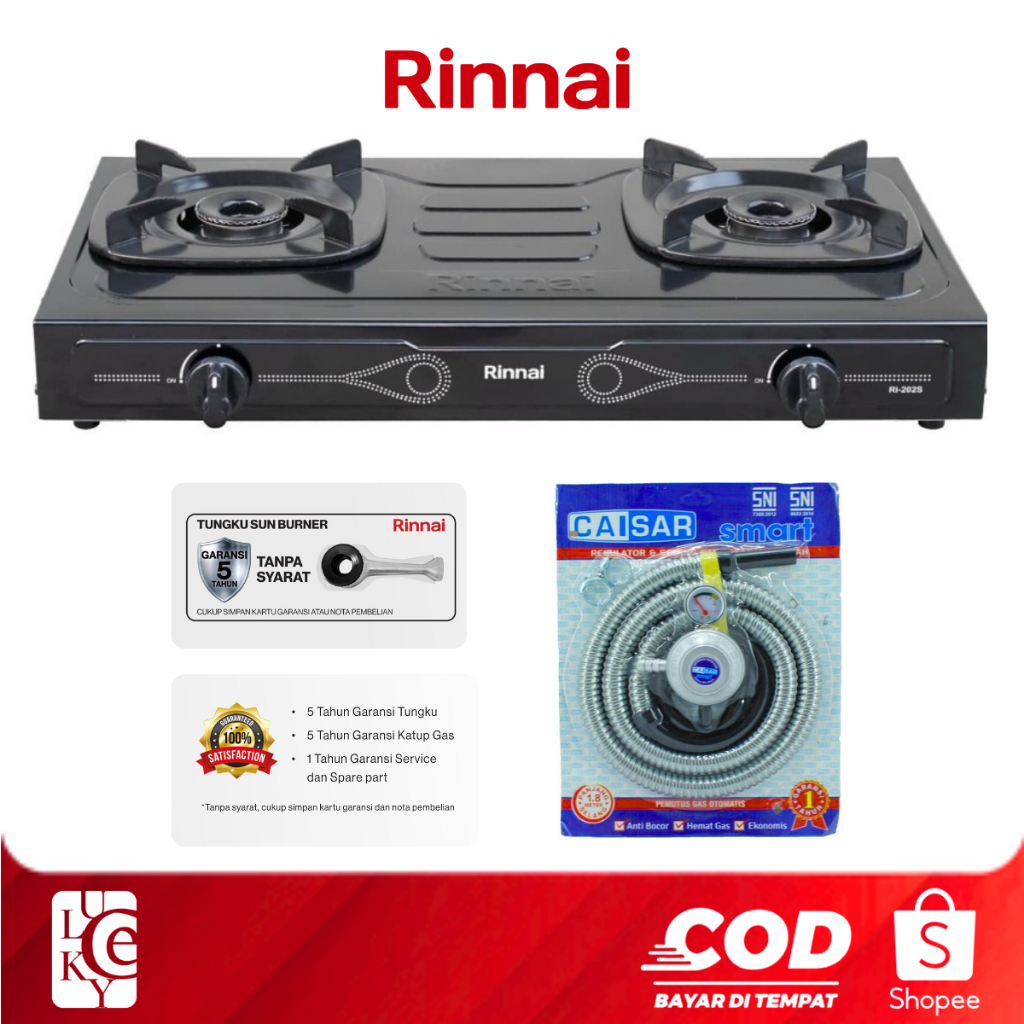 Jual Kompor Gas Rinnai 2 Tungku RI 202S 302s 522s 522c 522e Plus Selang ...