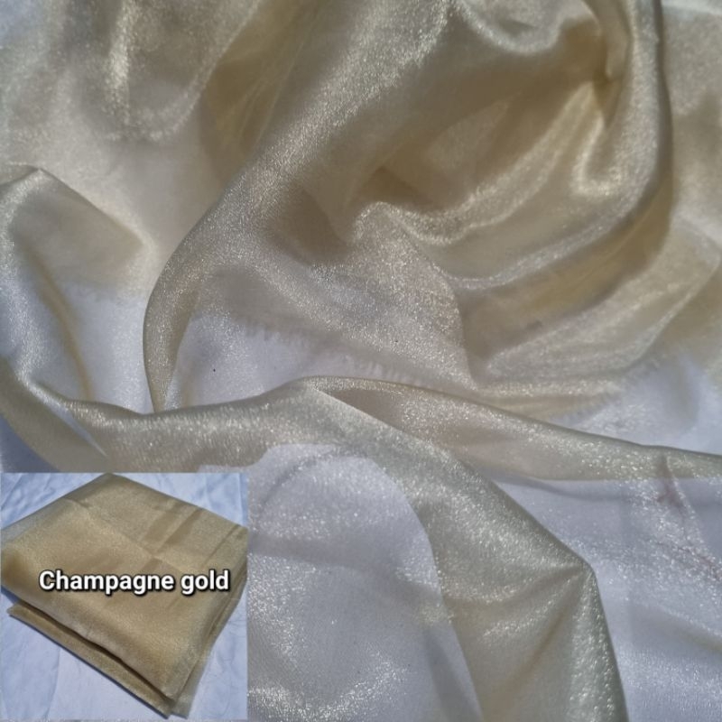 Jual kain organza pasir/crinkle metalik/sparle gliter/organza crystal ...