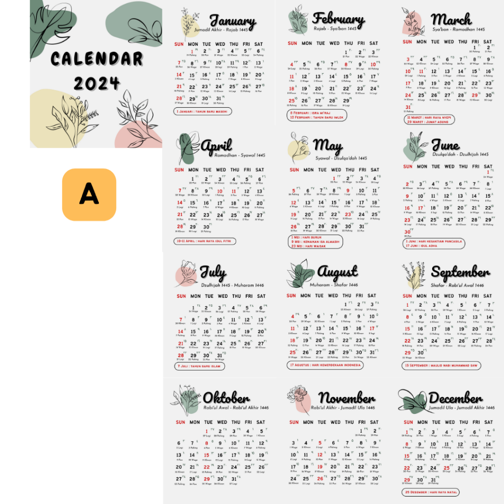 Jual SIMPLE Kalender Meja/Kalender Duduk Mini 2024 ada Tanggal Jawa ...