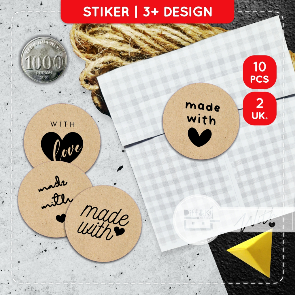 Jual Label Stiker Seal Segel Made with Love Bulat 4cm 2,5cm mini kecil ...