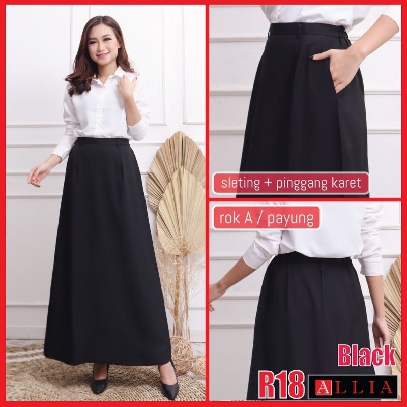 Jual ROK BLACK SPAN WANITA-ROK HITAM JUMBO-ROK OSPEX HITAM PANJANG | Shopee Indonesia