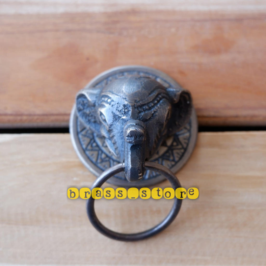 Jual Knop pintu lemari kuningan antik motif kepala gajah | Shopee Indonesia