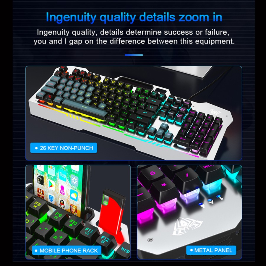 Jual Keyboard Gaming Membrane AULA F-2023 Rubber Dump-NEW R LED ...