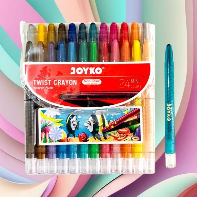 Jual Joyko crayon putar 24 warna/ Twist Crayon mini 24 colour Joyko ...