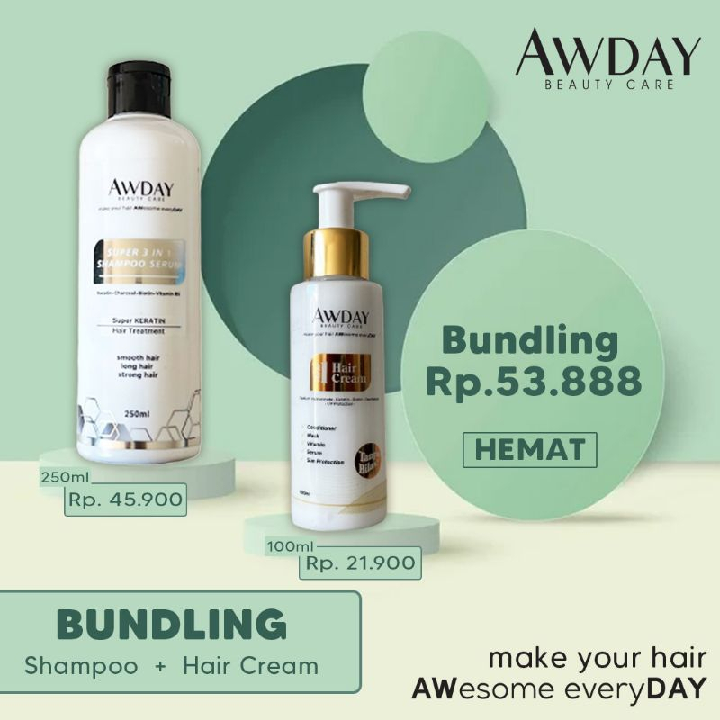Jual Paket Bundling Hemat Shampoo Awday Super Keratin 3in1 Plus Awday ...