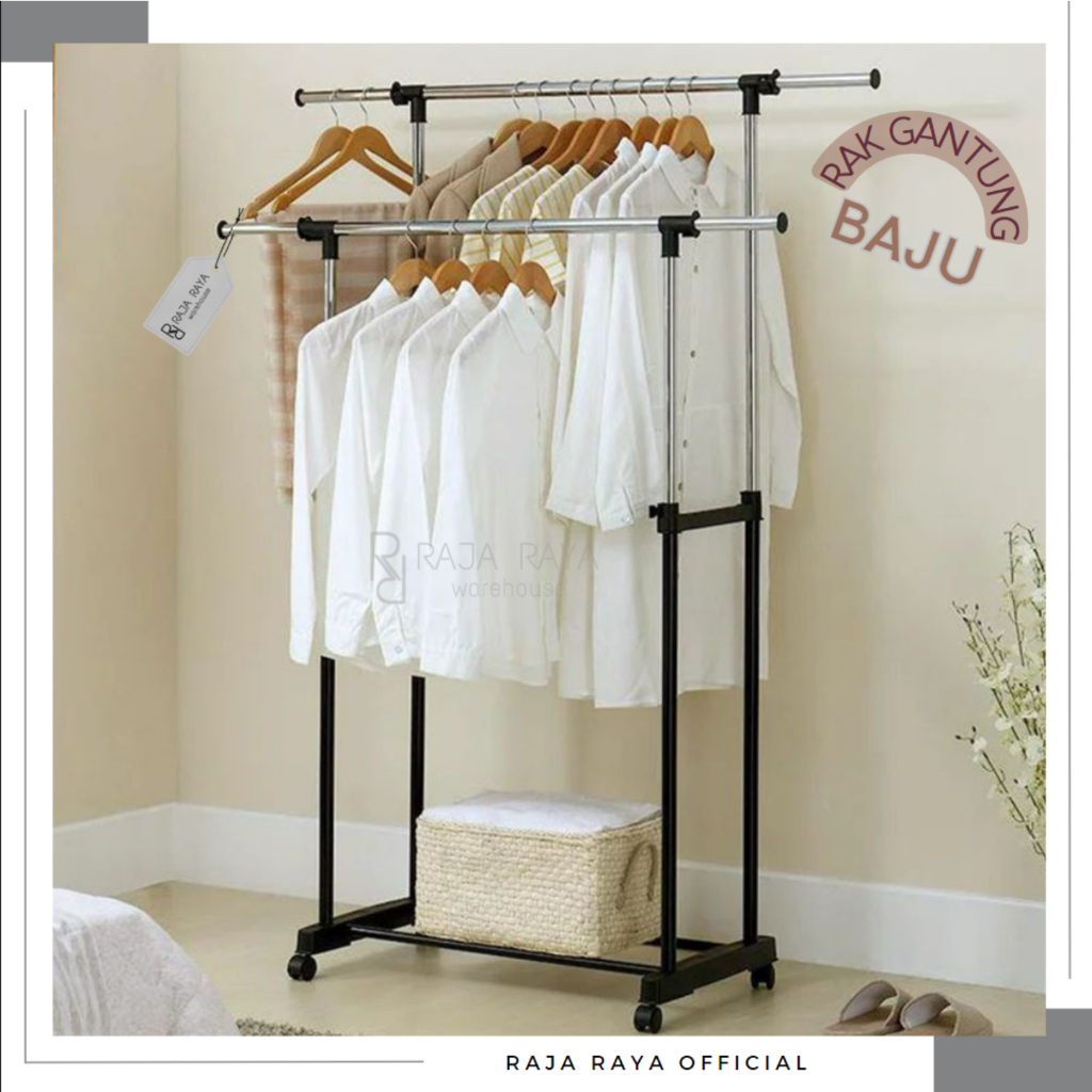 Jual Double Rod Rack Gantung 2 Lapis Dan Single Rod Shoes Rak Serbaguna ...