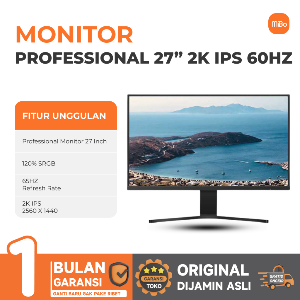 Jual Monitor Professional Monitor 27 Inch 2K IPS 60 Hz TUV SGS Low Blue ...