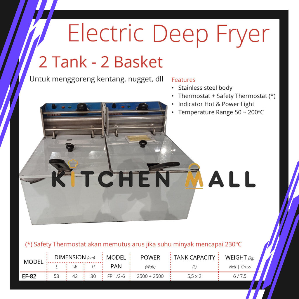 Jual GETRA EF-82 Electric deep fryer - mesin penggoreng listrik 2 tank ...