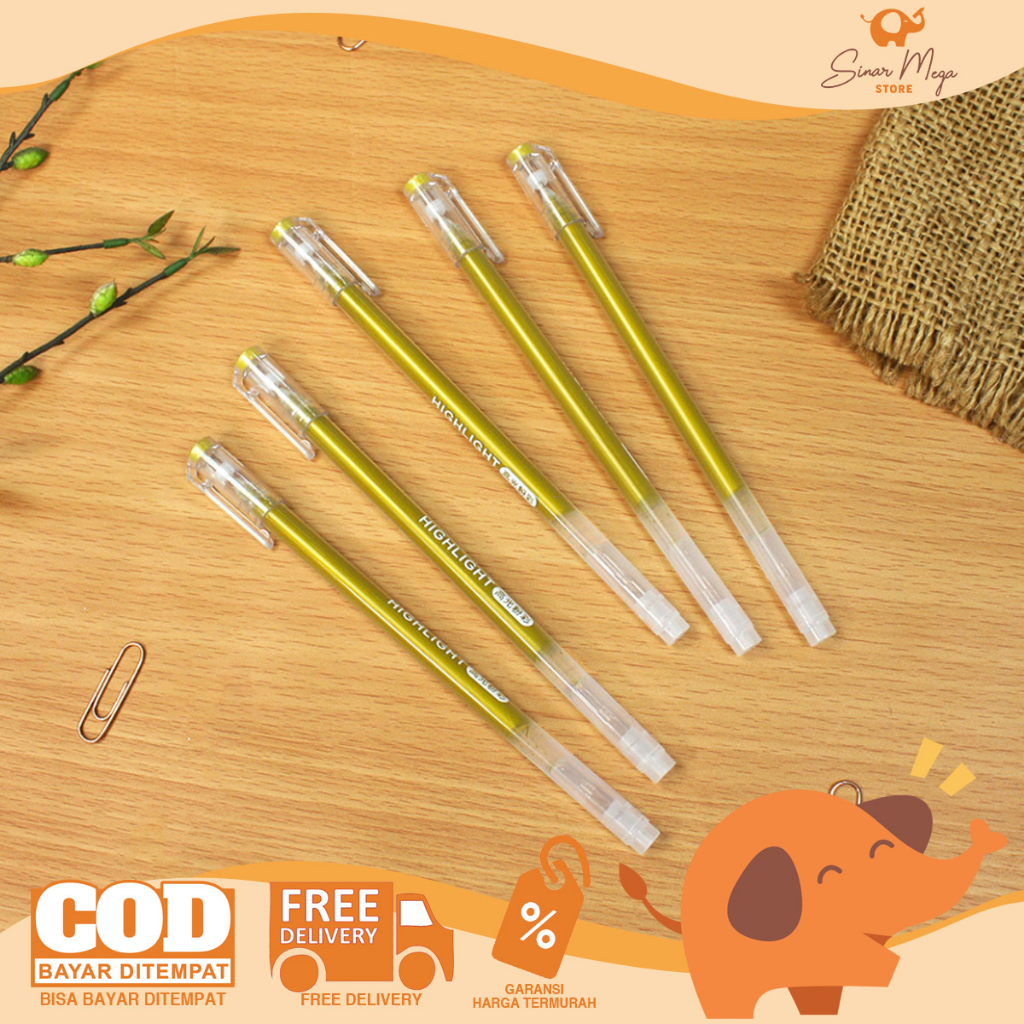 Jual Shiny Gold Highlight Gel Ink Pen / Pulpen Gold Emas | Shopee Indonesia